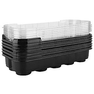 TITA-DONG 6 Pack Seed Propagator Tray Set, Mini Sturdy Windowsill Trays with Cover Dome, Greenhouse Grow Trays Mini Propagator for Seeds Growing Starting(White)
