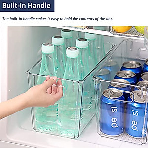 Moretoes 4 Pack Clear Plastic Storage Organizing Bins with Lids, Kitchen Organization Cabinet Fridge Organizer, Pantry Organization and Snack Storage Bins