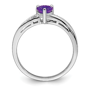 IceCarats 925 Sterling Silver Purple Amethyst Diamond Heart Ring Gemstone Love Band Size 7.00