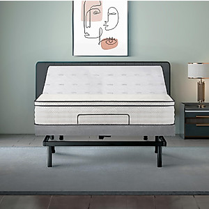 Irvine Home Collection King Adjustable Bed Base with 12 Inch Gel Memory Foam Mattress - Dual Massage - USB Ports - Zero Gravity - Underbed Light - Wireless Remote