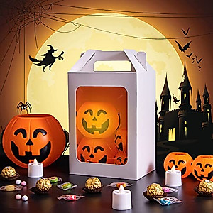 Dasofine Gift Bags with Window 12pcs, 7.1”×5.1”×9.8” Transparent Paper Bag, Paper Gift Bags with Handles for Halloween, Bridal Shower, Party