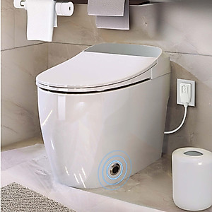 NicBex Heated Seat Smart Toilet 1 Piece Toilet Automatic Flush Tank Less Toilet without Bidet, with Foot sensor Flush White Night Light, Knob Control, Power Outage Flushing, Soft Close Cover, White