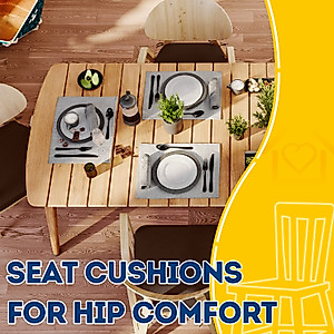 AAAAAcessories D-Shaped Chair Cushions with Ties and Removable Cover, 2'' Thick Kitchen Chair Pads, Indoor Dining Room Chair Cushions, 17'' x 16'', 6 Pack, Brown