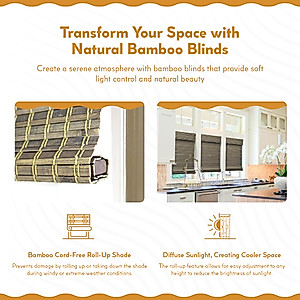 Radiance 2208866E Cordless Roman Shade, 46" W x 64" L, Driftwood