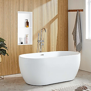 Greenspring 24" X 12" Shower Niche, Stainless Steel Shower Niche, Niche for Shower Wall, White Wall Niche Double Shelves, No Tile Needed Recessed Shower Shelf for Bathroom Storage