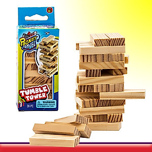 JA-RU Mini Travel Size Tumble Tower (1 Toy Pack) Real Wooden Building Blocks. Team Sports for Kids. Puzzle Desktop & Tabletop Family Games. Stocking Stuffers. 3276-1A