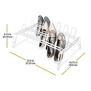 Whitmor 9 Pair Floor Shoe Rack, White