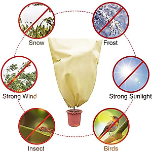5 Packs Plant Covers Freeze Protection 22.8" Wx30.7 H 2.4oz Tree Cover for Fruit Shrubs Winter Protection Sun Pest Frost Cold with Drawstring Plants Bags Small