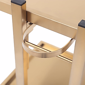 Xuthusman 2-Tier Foldable Tray Trolley Salon 4-Wheel Rolling Cart Utility Storage Shelves Holder with Service Tray Stainless Steel (Gold)