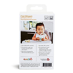 Munchkin® C’est Silicone! Open Training Cup with Straw for Babies and Toddlers 6 Months+, 4 Ounce, Mint