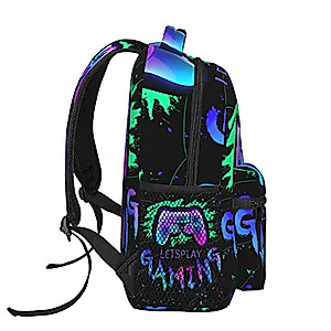 Gamepad Backpack Gamer Casual Travel Daypack Capacity Student Bookbag For Kids Teens Adults Water Resistant Durable Backpack