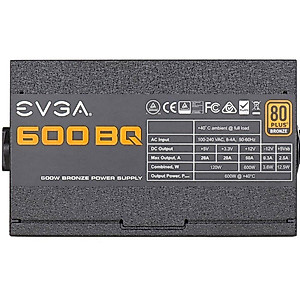 EVGA 110-BQ-0600-K1 600 BQ, 80+ Bronze 600W, Semi Modular, FDB Fan, 3 Year Warranty, Power Supply