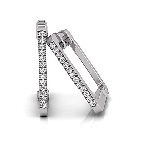 TimeLe$$ Classics Rectangular shape Diamond Huggies earrings for women in 10K White Gold