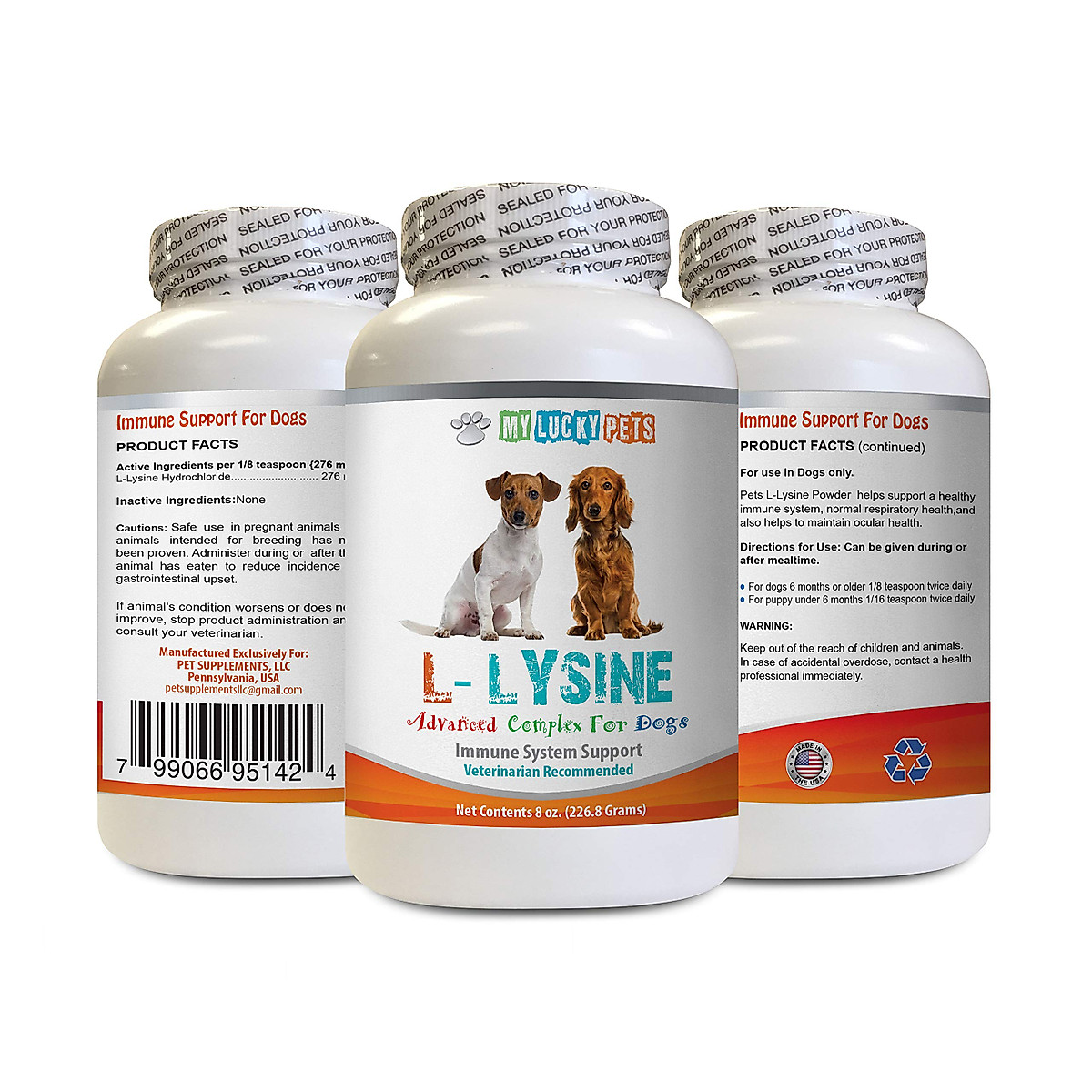 Dog Immune Booster - Dog LYSINE Powder - Pure Powder Form - Immune System Support - Vet Recommended - l-lysine - 1 Bottle (8oz 226.8 Grams)