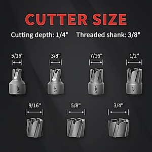 S&F STEAD & FAST Spot Weld Cutter Kit, 7 Cutters, 3/8 Shank, Depth of Cut 1/4, Cutting Diameter 5/16-3/4