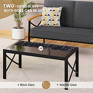 Shintenchi 5 Piece Outdoor Patio Furniture Set, Metal Sofa Conversation Set, Including Loveseat, Two Single Chairs and Two Coffee Tables for Backyard, Patio, Balcony, Poolside (Dark Grey)