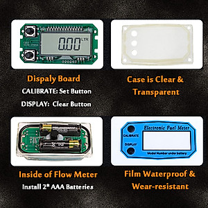 BAYM Turbine Flow Meter Electronic 1.5" 1.5 inch 40-280L/Min Oil Flowmeter Kerosene Gas Methanol Diesel Fuel Flow Digital Meter Oval Gear Gauge LCD BSPT/NPT with Battery