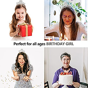 YARIEW Birthday Crown for Women Girls Birthday Princess Headband Rhinestone Alloy Birthday Crown Birthday Girl Headband Tiara Happy Birthday Princess Crown Happy Birthday Party Decorations, Silver