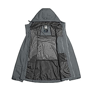 Little Donkey Andy Men's Waterproof Rain Jacket Windproof Light Jacket, Breathable Outdoor Rain Shell with Hood for Hiking Travel Golf Grey M