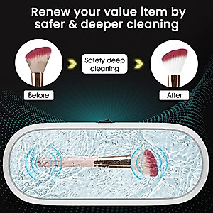 Villalive Hyper Jewelry Cleaner, Ultrasonic Cleaning Machine, 450ML High Capacity Cystal Clear Tank, Silver Cleaner for Ring, Earing, Glasses, Cosmetic Brush, Watches, Coins