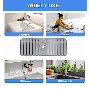 2Pack Silicone Faucet Handle Drip Catcher Tray, Hyjjlele Kitchen Guard Silicone Faucet Sink Handle Drip Catcher Mat, Bathroom Faucet Water Catcher Splash Guard, Drying Countertop Pad