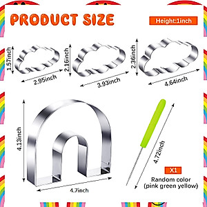 Metal Cookie Cutter Set Rainbow Cloud Cookie Cutters Stainless Biscuit Molds Fondant Cutter Set DIY Baking Pin 1st Birthday Cake Star Teddy Bear Moon Cookie Cutter for Kitchen Baking (Cool,5 Pcs)