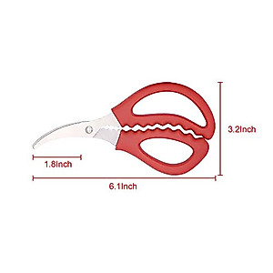 6Pak Stainless Steel Seafood Scissors for Kitchen Seafood Fish Crab Shrimp Lobster Multifunction Seafood Shears Tool