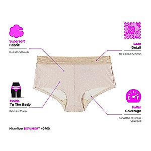 Maidenform womens Dream Cotton With Lace Boy Shorts Panties, Strawberry Dot Print/Wildstrawbe, XX-Large US