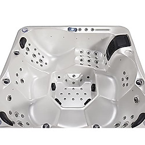 KOOSOM Luxury Hot Tub 6 Person Jakuzi Whirlpool Outdoor Spa Tub Freestanding Bathtub in Garden, 72 Jets Massage for 78-Inch Square with LED Lights, White Cloud and Black