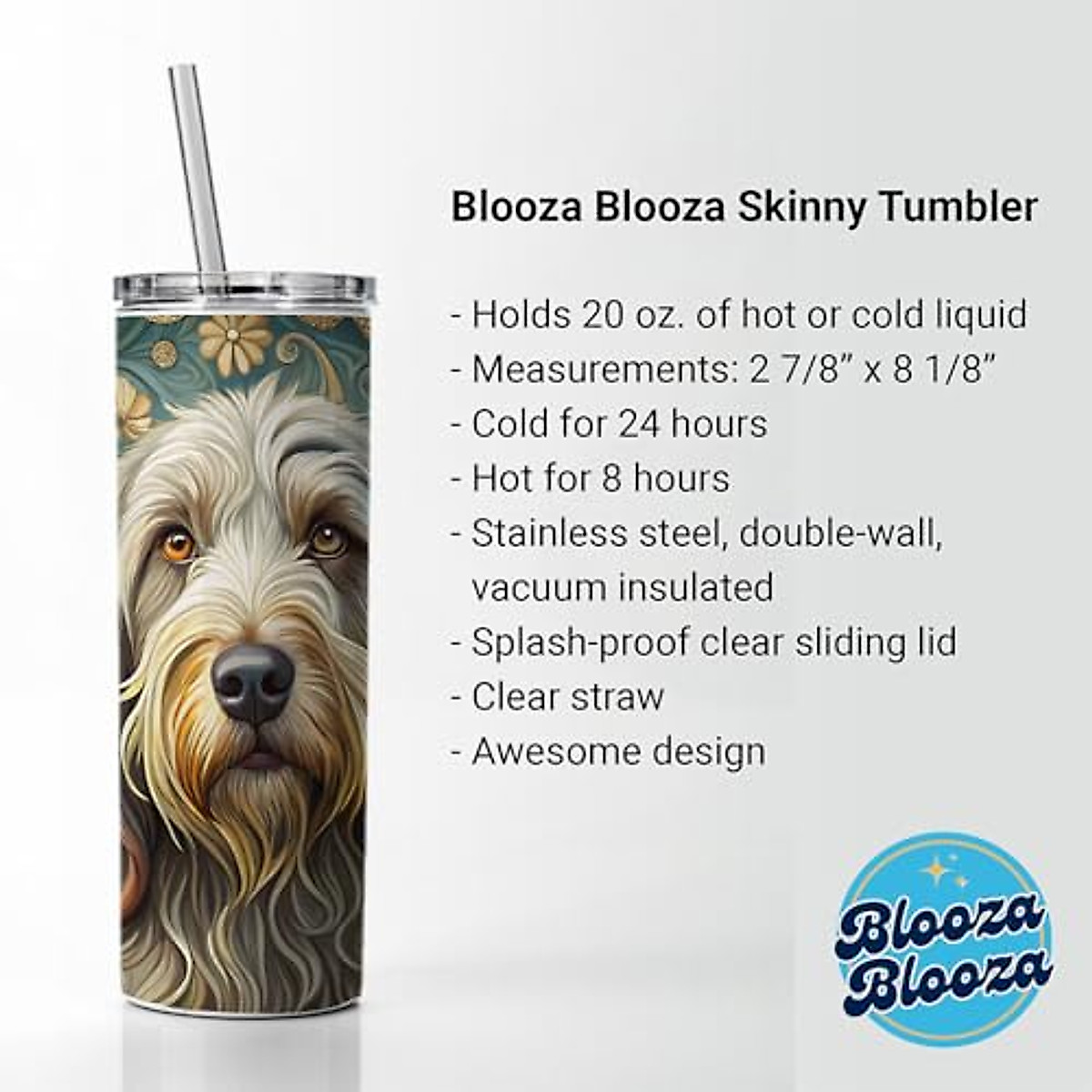 Spinone Italiano Dog Art Nouveau Skinny Tumbler 20oz with Straw Insulated Water Bottle Gift