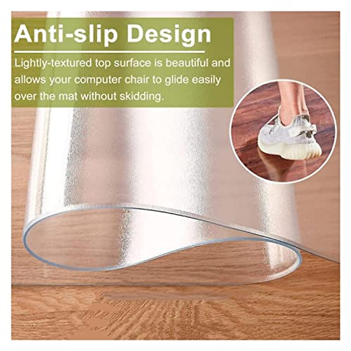 Clear PVC Desk Chair Mat Transparent Office Home Floor Protector mat Chairmats Non-Slip, wear-Resistant, Easy to Clean, 1.5mm Thick,60/80/100cm wide,100-600cm length,100% Waterproof Vinyl Plastic Floo