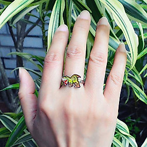 FUN JEWELS Dinosaur Color Change Kids T-Rex Mood Ring Gift for Boys Girls Size Adjustable