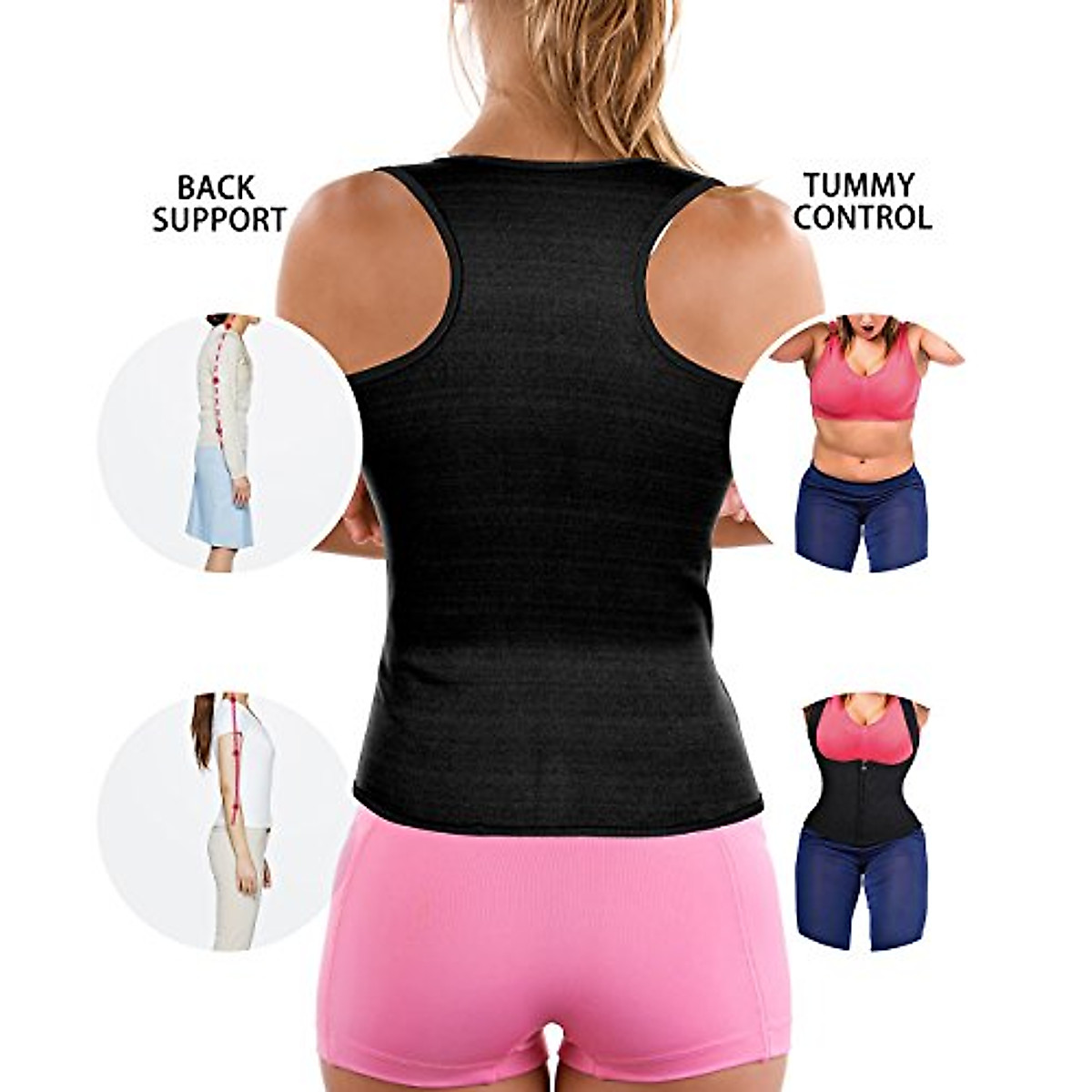 GAODI Women Waist Trainer Vest Slim Corset Workout Sweat Tank Top Zipper Compression Shirt Sauna Suit Body Shaper