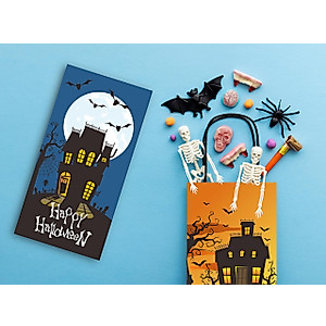 Iconikal Halloween Treat Paper Bags, 40-Pack 2 Designs Trick or Treat Party Favor Goodie Snack Sacks Candy, Popcorn, Gifts, Cookies