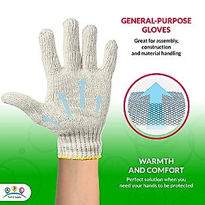 ABC String Knit Gloves Work Cotton Gloves for Men, Women Reusable Cotton Work Gloves, Breathable Working Grip Gloves