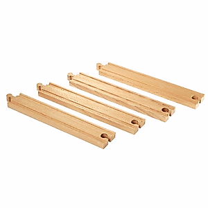 BRIO World 33341-4 Piece Long Straight Wooden Train Tracks | Expandable & Compatible Railway Set | Engineered for Kids Ages 3 and Up | FSC Certified Materials