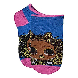 L.O.L. Surprise! Girl's 6-Pack OMG Check it Out No Show Socks, Blue, 6-8