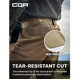 CQR Tactical Belt, Military Style Heavy Duty Belt, Webbing EDC Quick-Release Buckle, 2pack Plastic Flip Tab Black/Khaki, Large