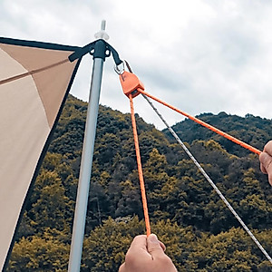 Adjustable Rope Hanger 1/8" Ratchet Hanger Rope 16.4ft Length Clip Heavy Duty Strap for Clothes Hanging and Camping Wind Rope