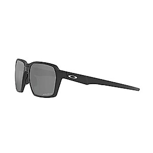 Oakley Men's OO4143 Parlay Rectangular Sunglasses, Matte Black/Prizm Black Polarized, 58 mm