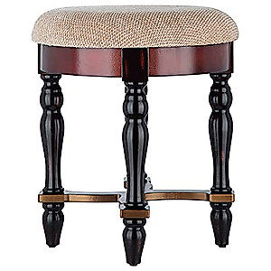Design Toscano Grand Duchess Vanity Stool, 17 Inch, Walnut