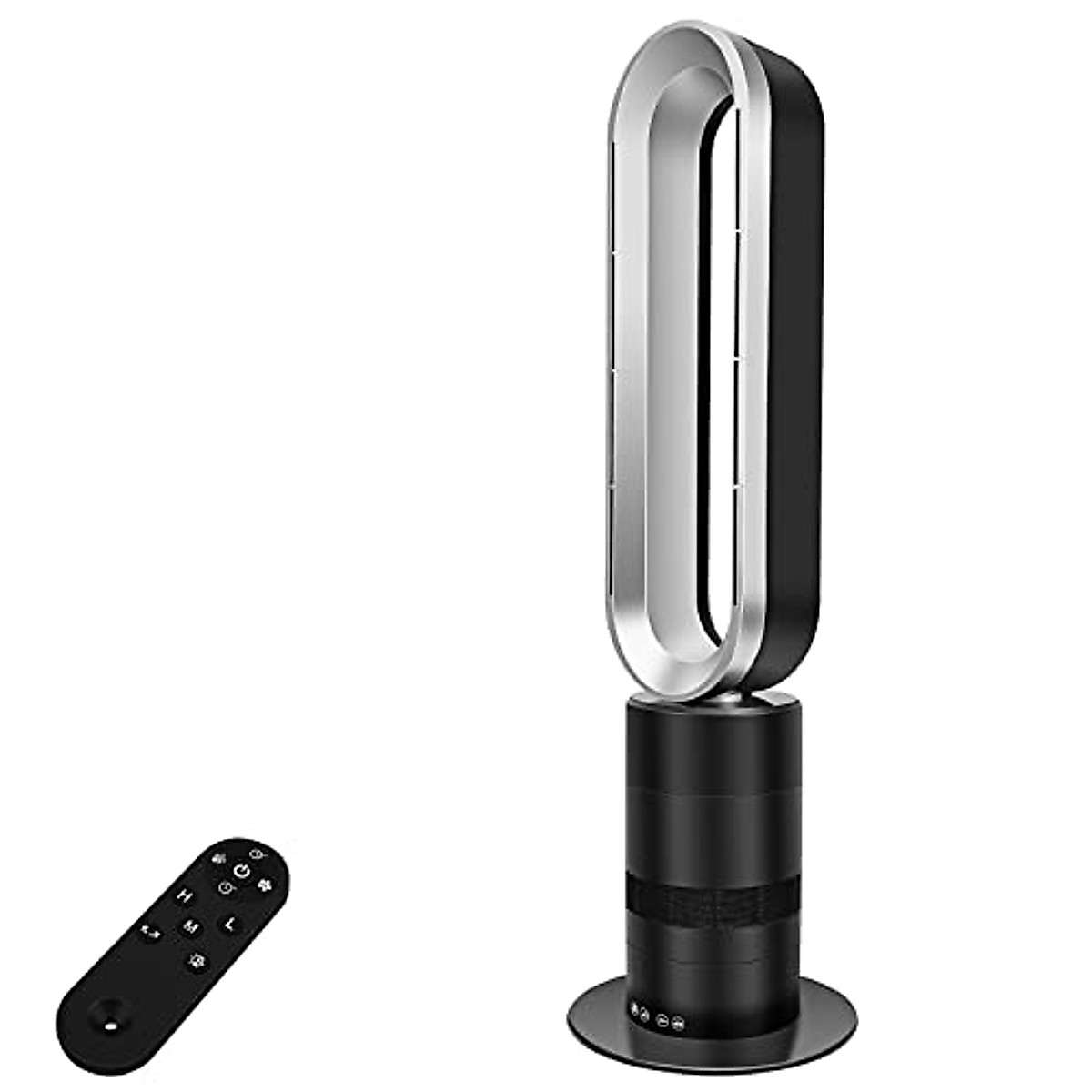 HealSmart 32-inch Space Heater Bladeless Tower Fan, Heater & Fan Combo, 9H Timer 10 Speeds with Remote Control, Air Circulator Fan for Home