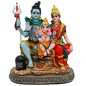 India God Shiva Family Statue - 6.1”H Hindu Idols Shiva Family Sculpture Shiva Ganesh Shiva Parvati Murti Moorti Pooja Idol Diwali Gifts Puja Gifts Home Office Temple Mandir Altar Decor