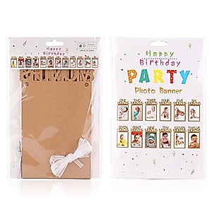 XUKEKOY 1st Birthday Baby Photo Banner Growth Record 1-12 Month Photo Prop First Birthday Party Bunting Decor