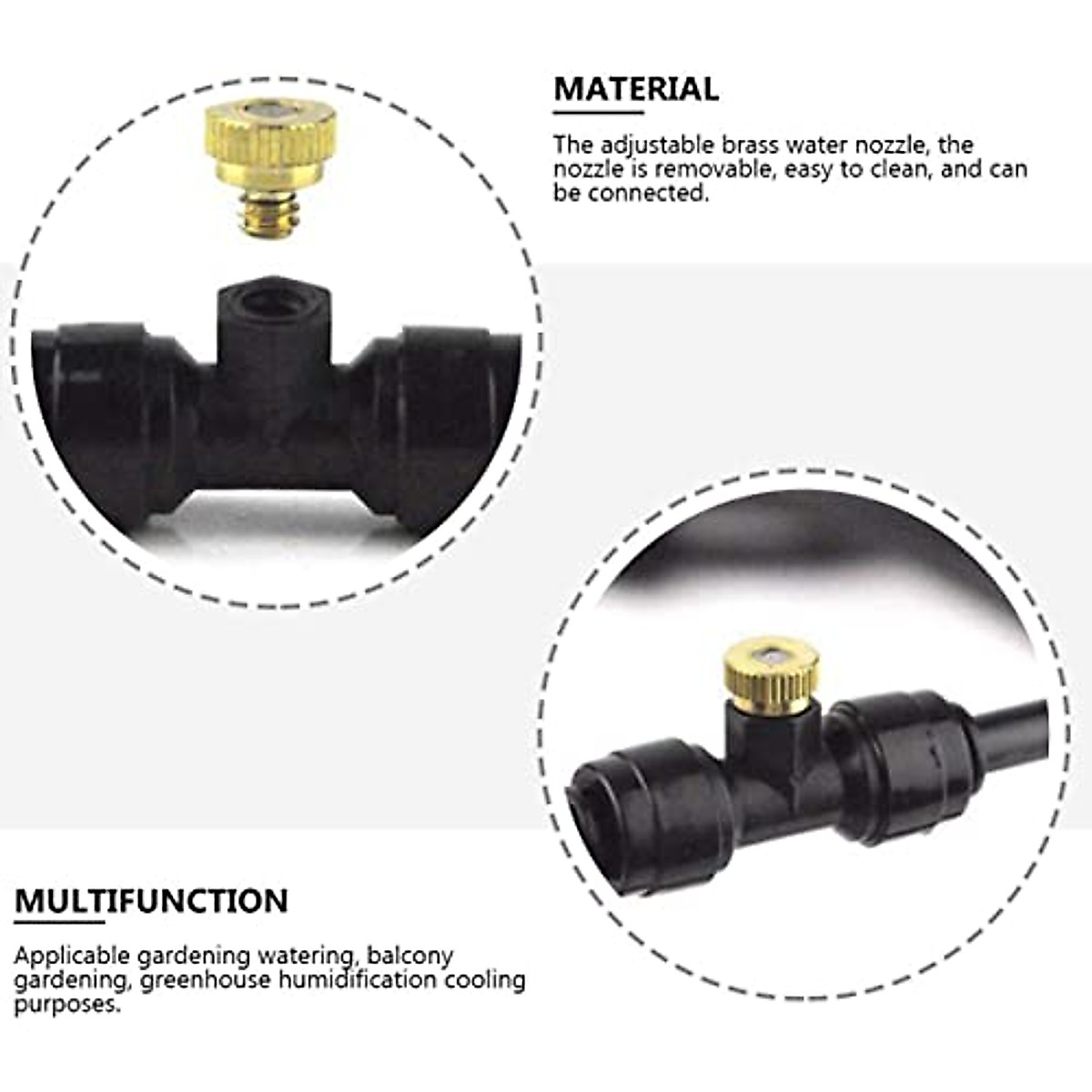 Angoily 1 set for System Sprinkler Flower Cooling Brass Equipment Bed Nozzle Tubing Garden End Mist Tees Irrigation Drip Distribution Misting Plug with Nozzles Outdoor Watering Kit Mister