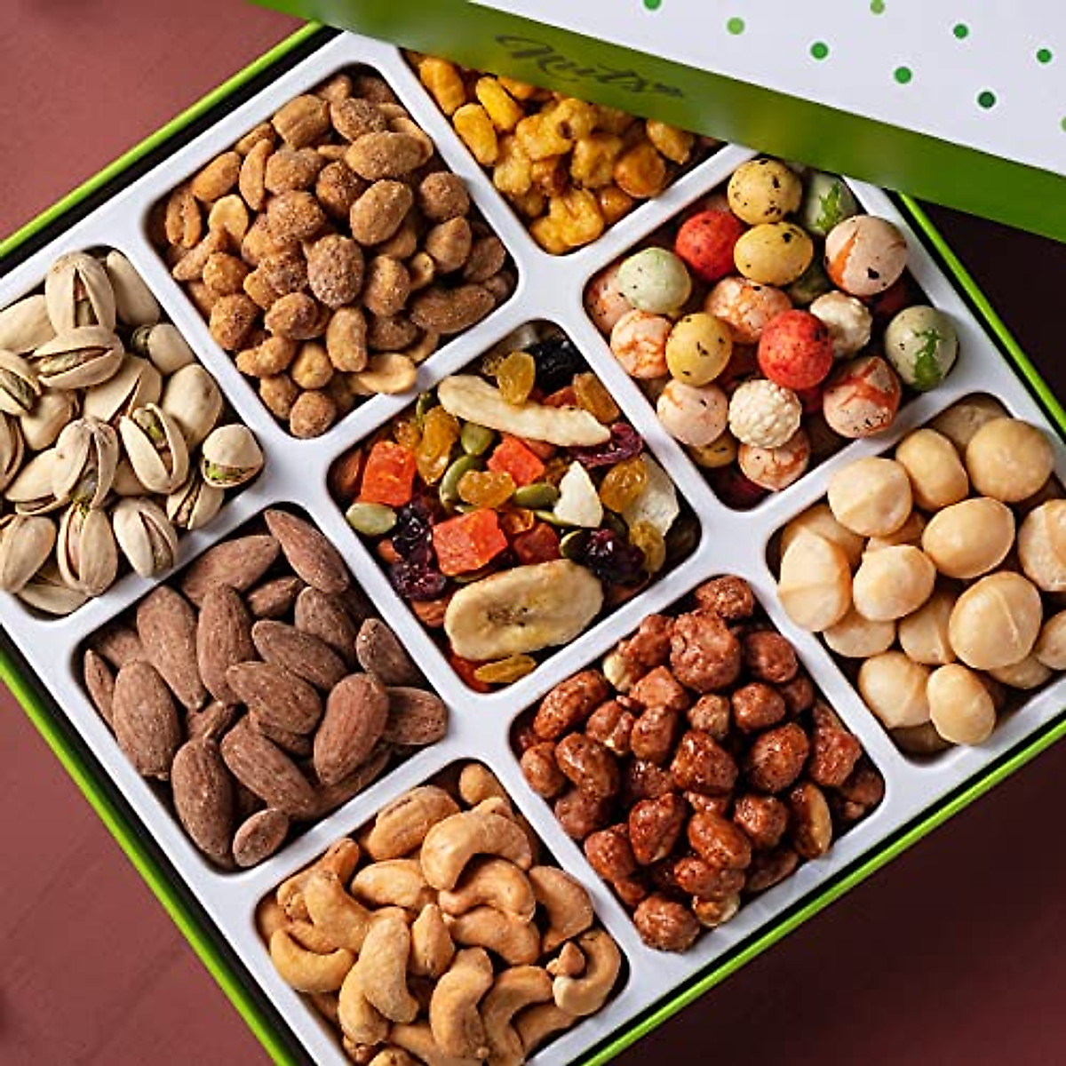 NUTS U.S. - Dried Fruits and Nuts Gift Basket | 9 Variety Healthy & Fresh Assorted Nuts Gift Box | Valentine`s Day - Birthday - Anniversary - Corporate Gift | Gourmet Sweet & Salty Food Gift Set