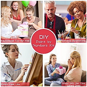 SKRYUIE Paint by Numbers Landscape for Adults, Acrylic Oil Painting by Numbers Kits for Beginner with Paintbrushes Brushes Paintwork Art Canvas for Home Decor 16x20 inch / 40x50 cm B1524