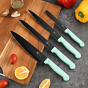 CuCut Knife Set, 16 Pieces Dishwasher Safe Kitchen Knives with Steel Block, German Stainless Steel Knife Block Set with Knife Sharpener