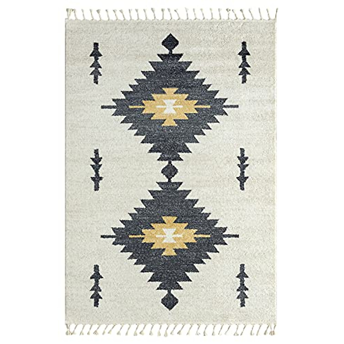 Abani Contemporary Southwestern Print 5'3" x 7'6" (5'x8') Area Rug - Non-Shed Yellow & Grey Rugs Living Room Rug