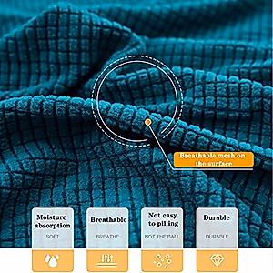 TVPFM Jacquard 2 Piece Sectional Couch Covers, Spandex Soft Stretch Sofa Slipcover Elastic Bottom Washable L-Shaped Sofa Covers for Living Room Pets Cat Dog-Blue C-4 Seater+4 Seater